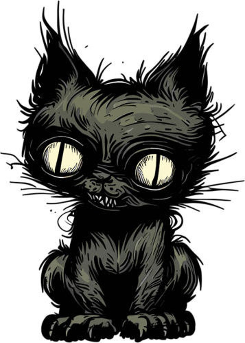 Creepy Cat Sticker, Svg - Etsy