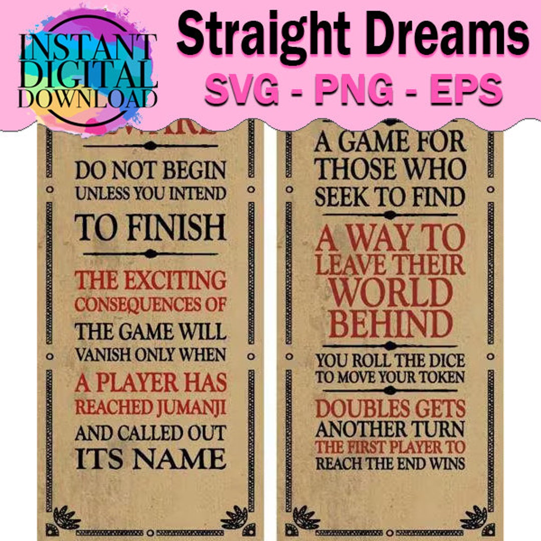 Jumanji Board Game Rules Digital File - SVG,PNG - Etsy