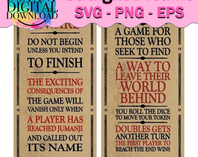 Jumanji Board Game Rules Digital File - SVG,PNG - Etsy