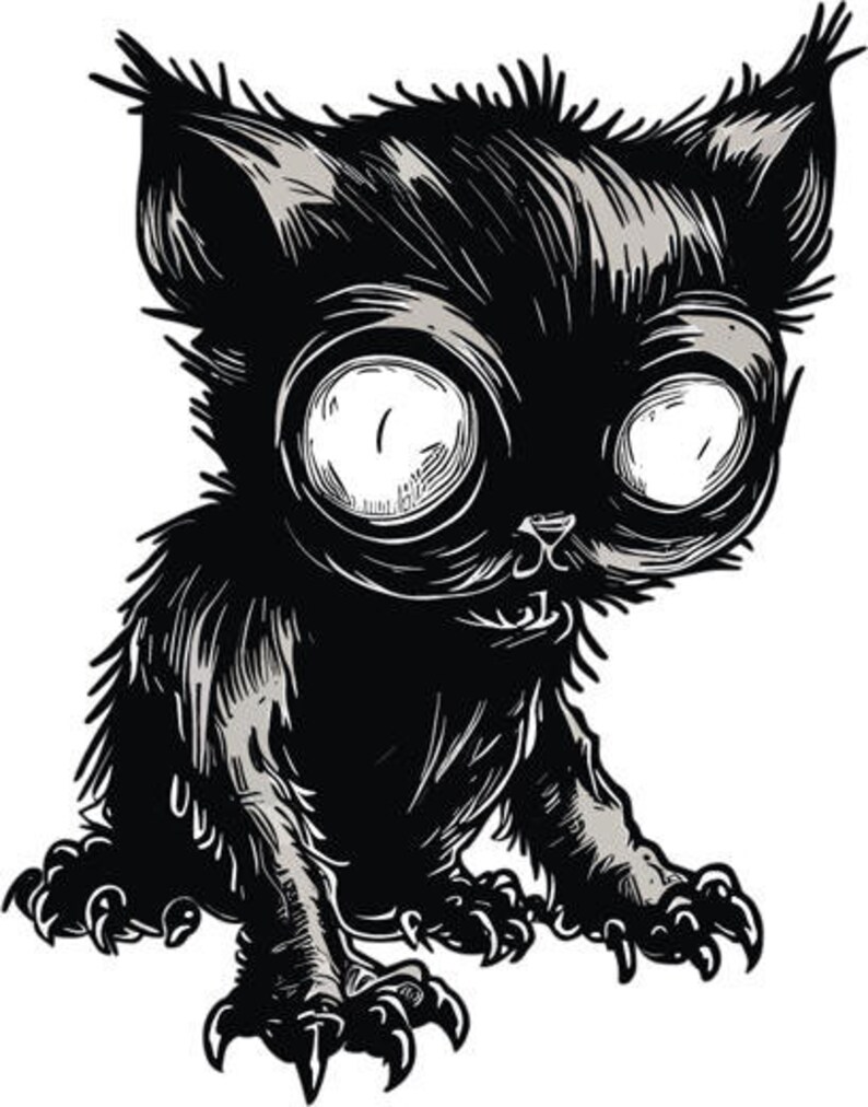 Creepy Cat Sticker, Svg - Etsy