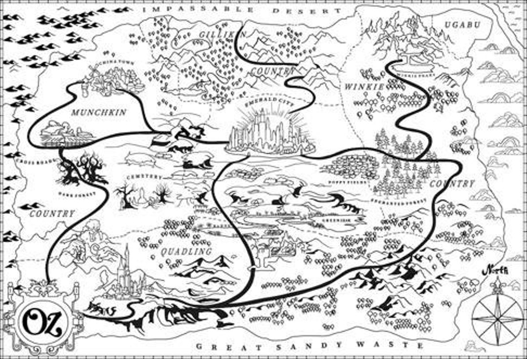 Wizard of Oz Map of the Land of Oz Digital File Laser - Etsy