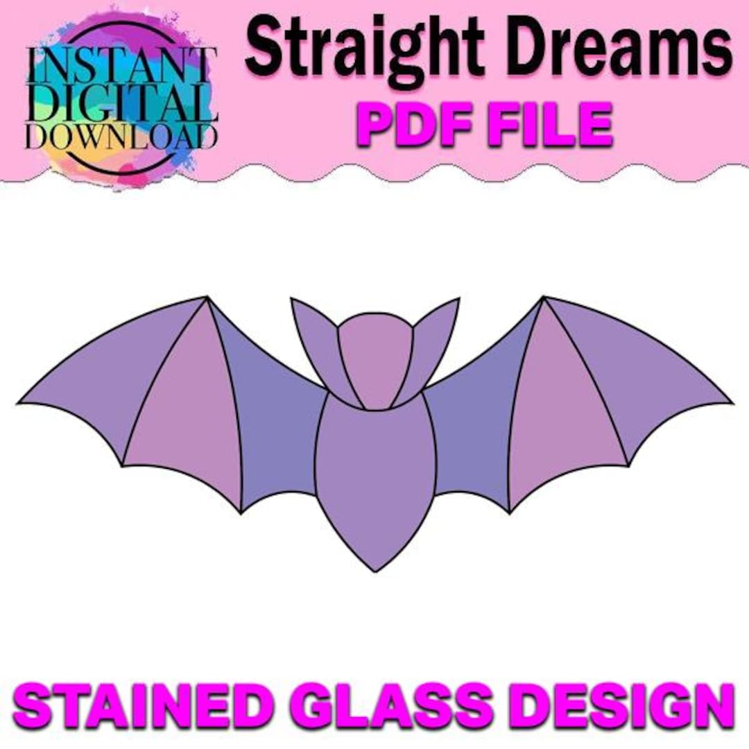 Halloween Bat Stained Glass Pattern - Digital Download, DIY Stained ...