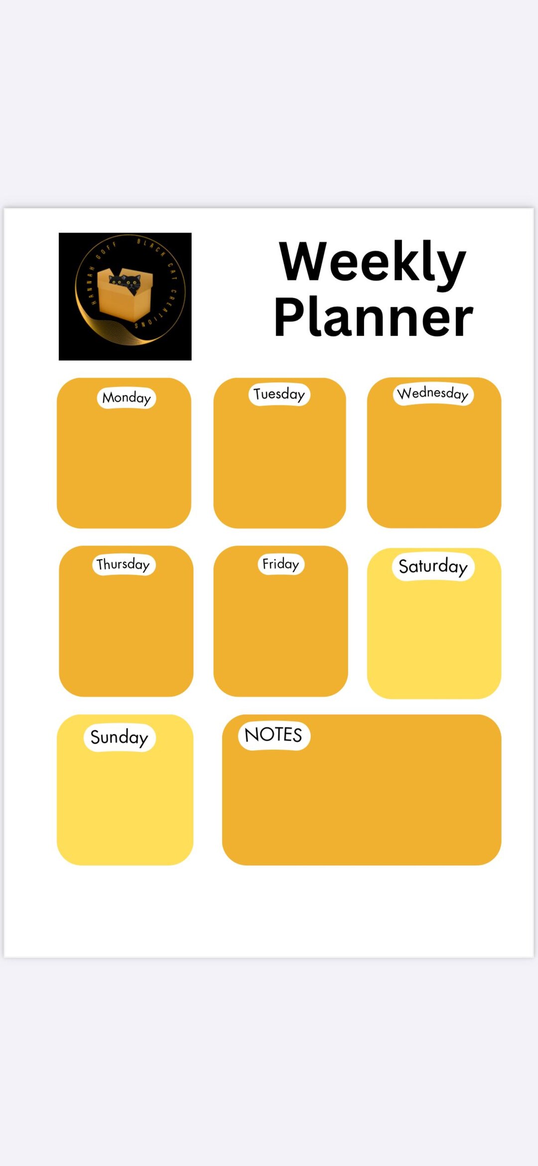 Black Cat Creations Weekly Planner - Etsy