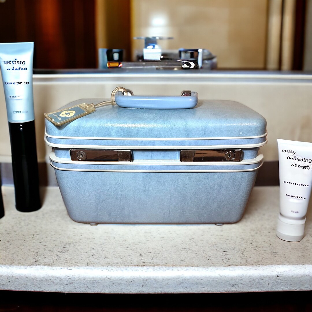 Vintage Baby Blue Samsonite Profile Train Case, Cosmetic Case, Travel ...