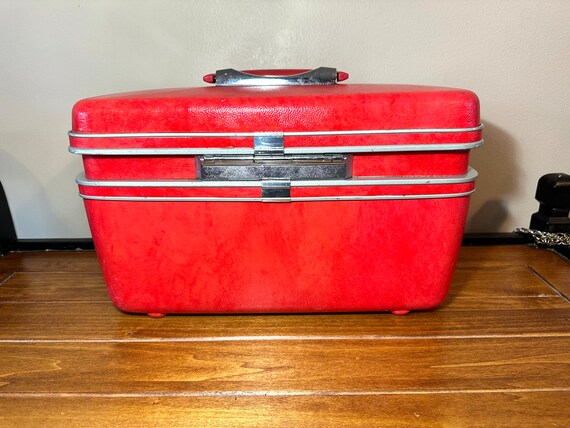 Vintage Bright Red Samsonite Train Case, Cosmetic Cas… - Gem