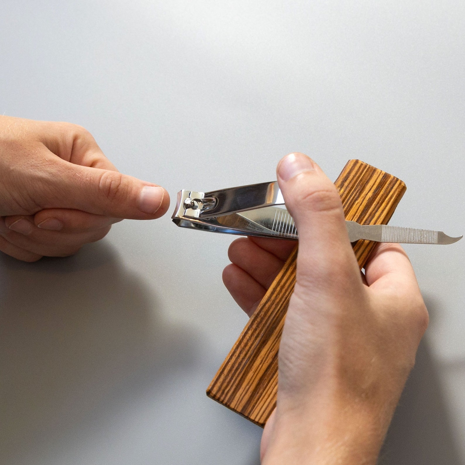 Pivoting Fingernail Clippers on Zebra Wood Base | Hand Mobility Aid for ...