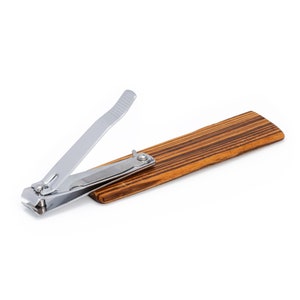Pivoting Fingernail Clippers on Zebra Wood Base | Hand Mobility Aid for ...
