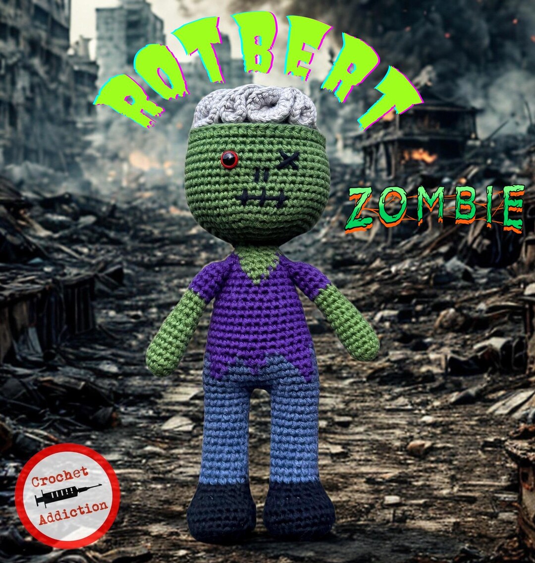 Rotbert the Zombie Amigurumi Crochet Pattern: Halloween Toy (PDF ...