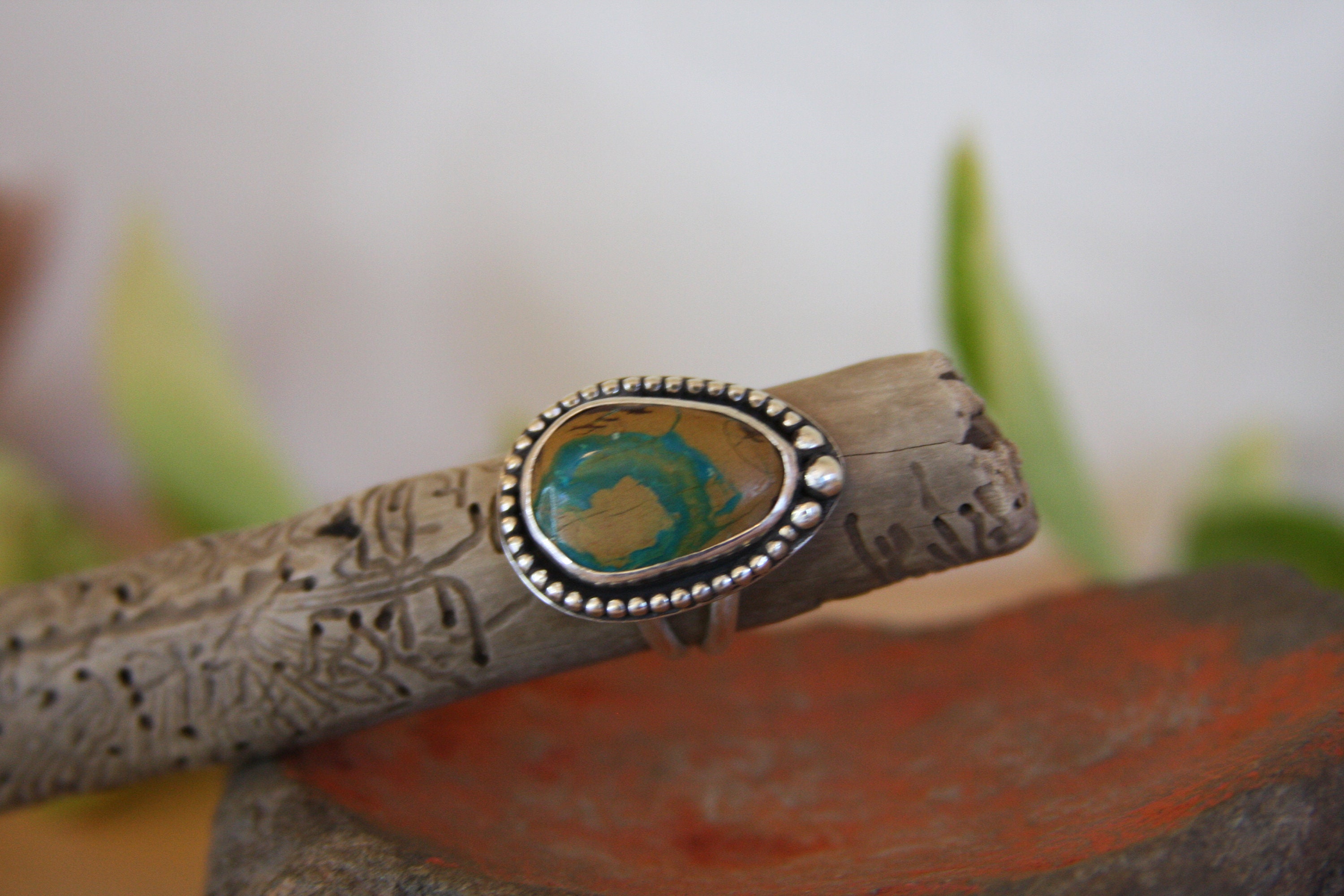 Handmade Sterling Silver & Vintage Old Mine Turquoise Cab Ring Size 6 1 ...