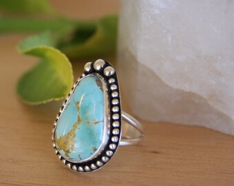 Handmade Sterling Silver & Vintage Old Mine Turquoise Cab Ring Size 6 1 ...