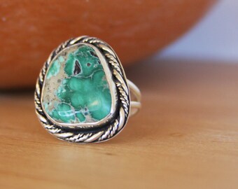 Handmade Sterling Silver & Vintage Old Mine Turquoise Cab Ring - Etsy