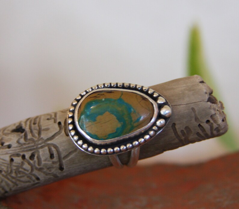 Handmade Sterling Silver & Vintage Old Mine Turquoise Cab Ring Size 6 1 ...