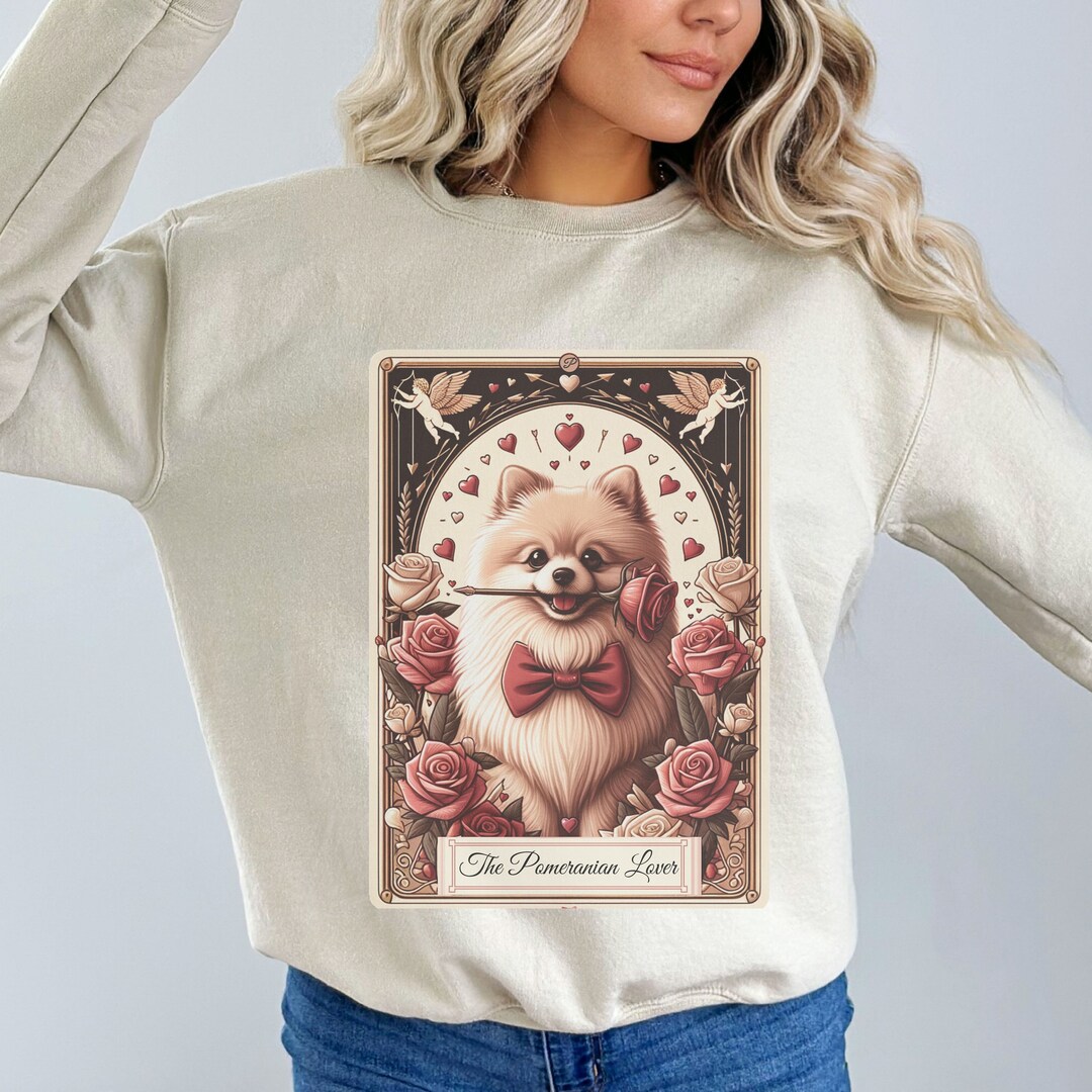 Pomeranian Valentine Shirt, Pomeranian Tarot Sweater, Pomeranian Lover ...