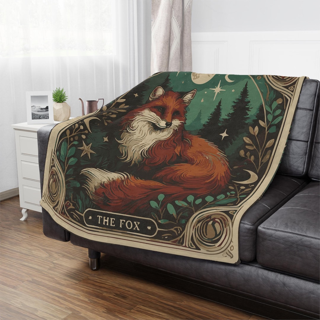 Fox Blanket, Lightweight Fox Tarot Blanket, Celestial Tarot Throw ...