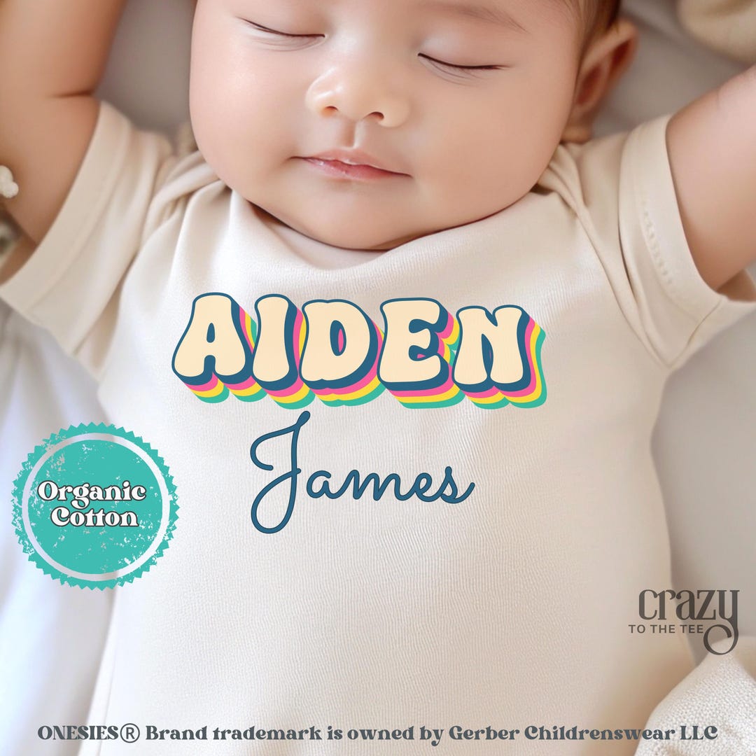 Retro First Middle Name Baby Gerber® Onesie® Baby Bodysuit, Custom Name ...