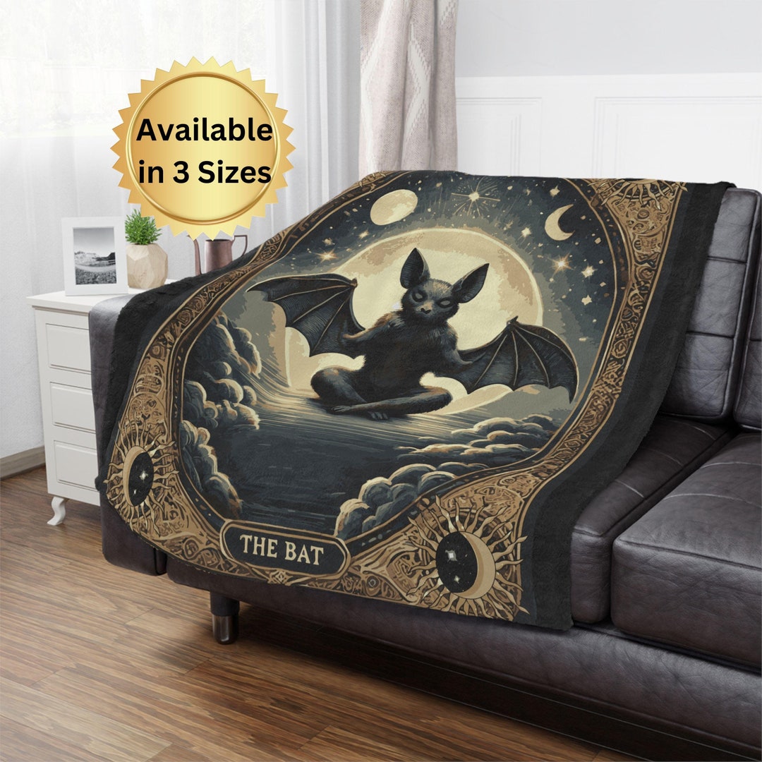 Gothic Bat Meditating Tarot Blanket, Gothic Home Decor, Lightweight ...