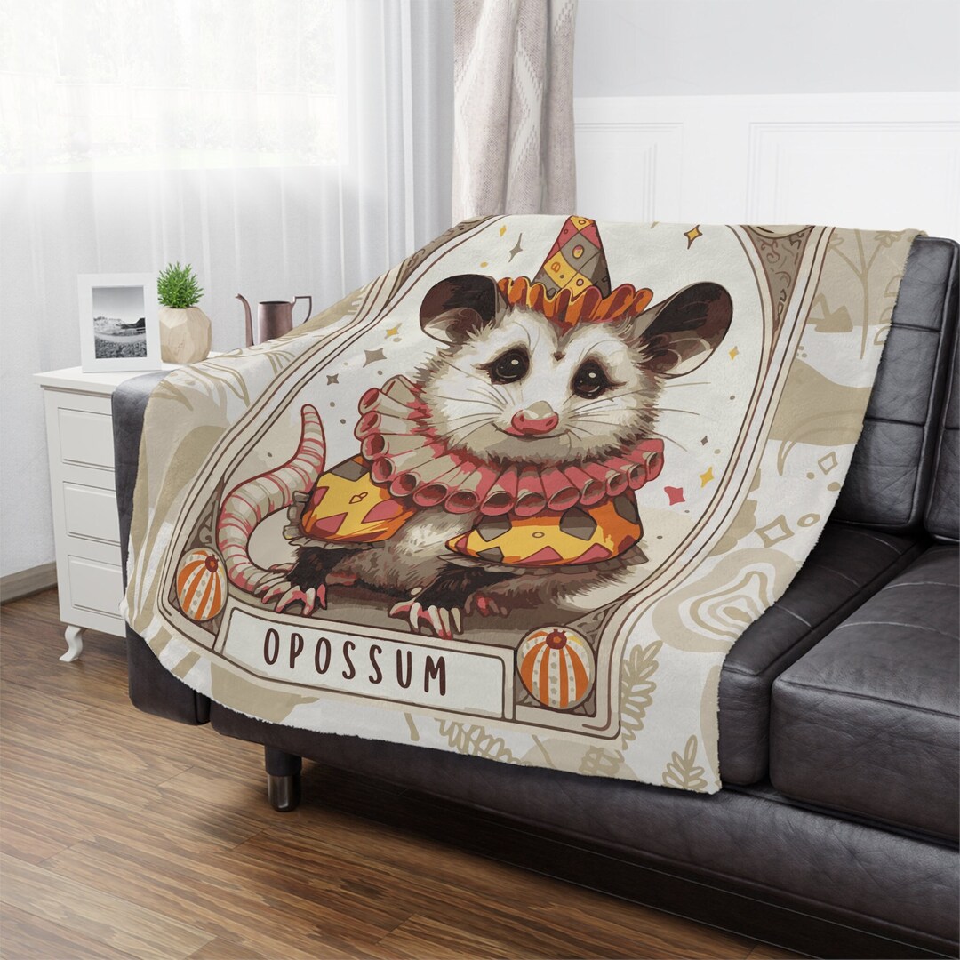 Clown Possum Tarot Blanket, Possum Velveteen Blanket, Lightweight ...
