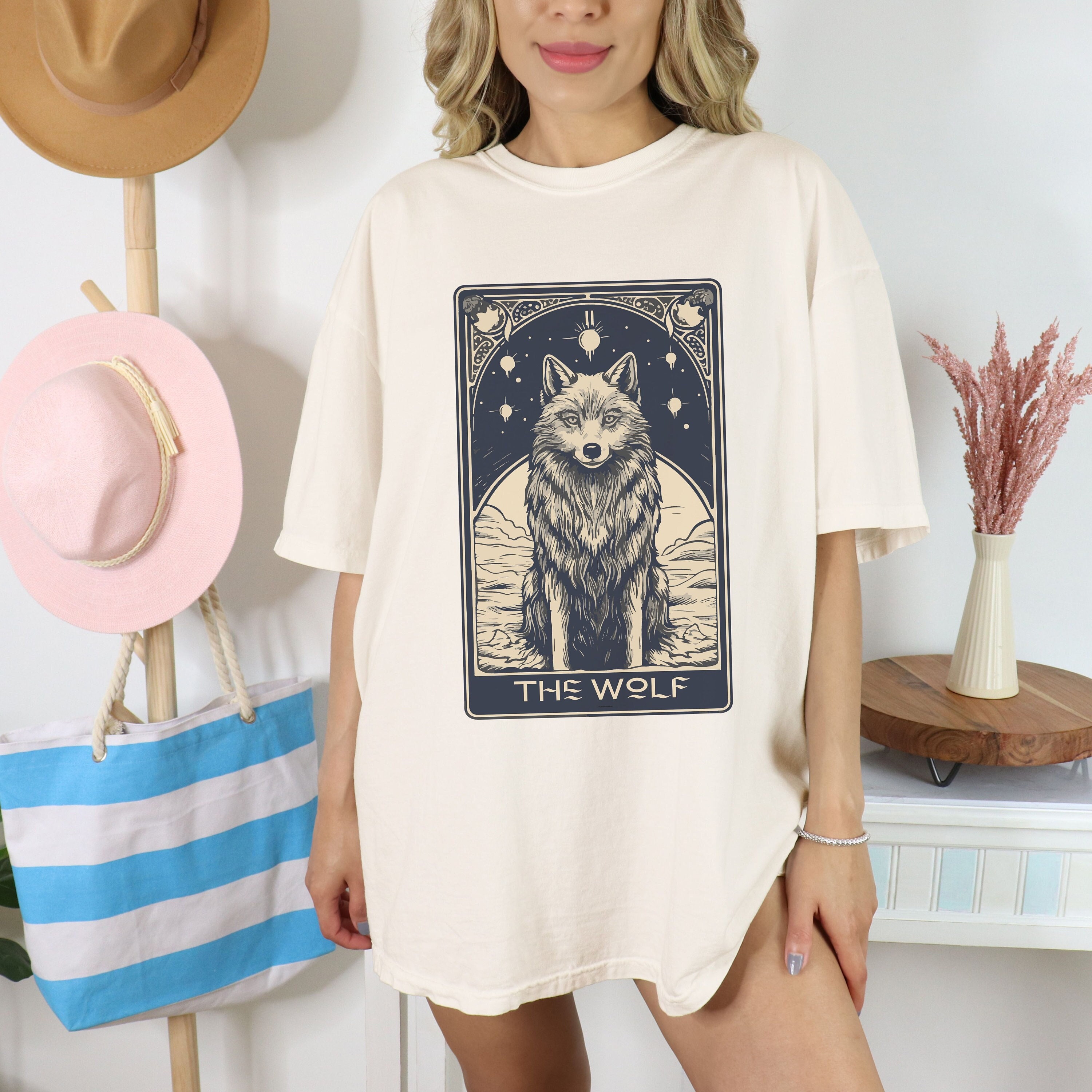 Wolf Tarot Card Shirt, the Wolf Comfort Colors Oversized Tshirt, Trendy ...
