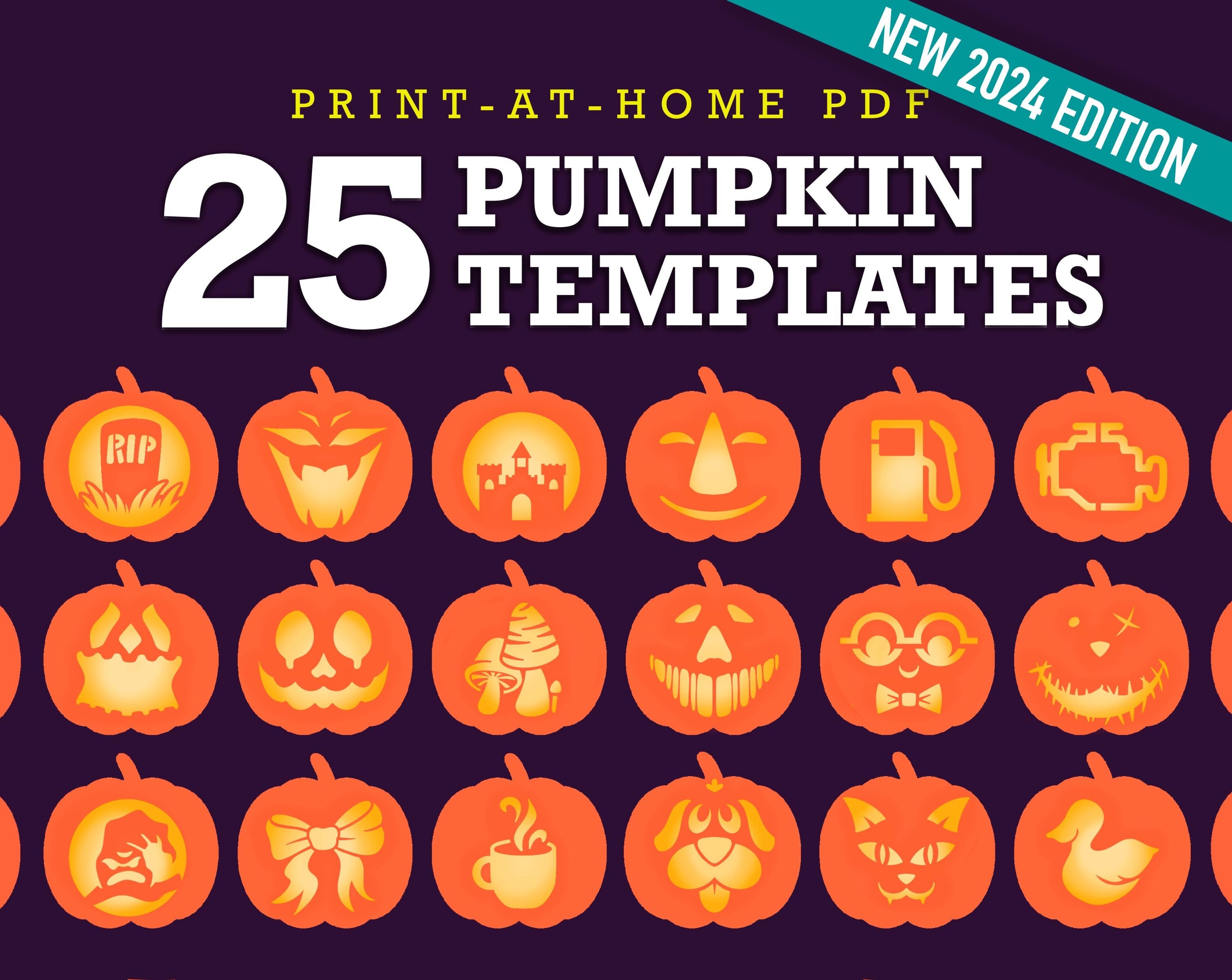 Printable Pumpkin Carving Templates Family Fall Crafts Digital Download ...