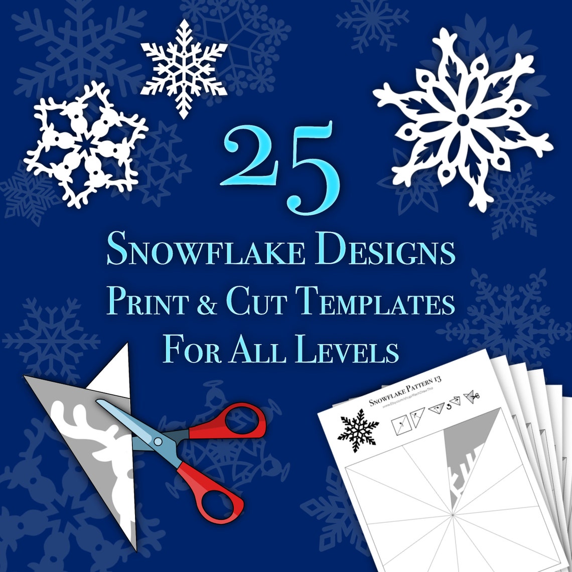 Paper Snowflake Patterns - 25 Printable DIY Designs (digital Download ...