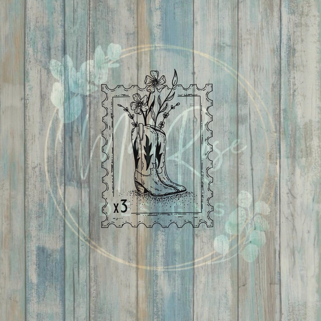 Rustic Cowgirl Boots Postage Stamp Instant Digital Download (JPEG, PNG ...