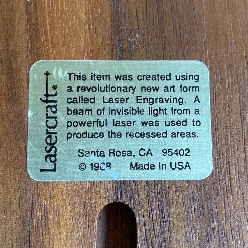 Lasercraft Laser Engraved Walnut Photo Picture Frame 1988 Santa Rosa ...