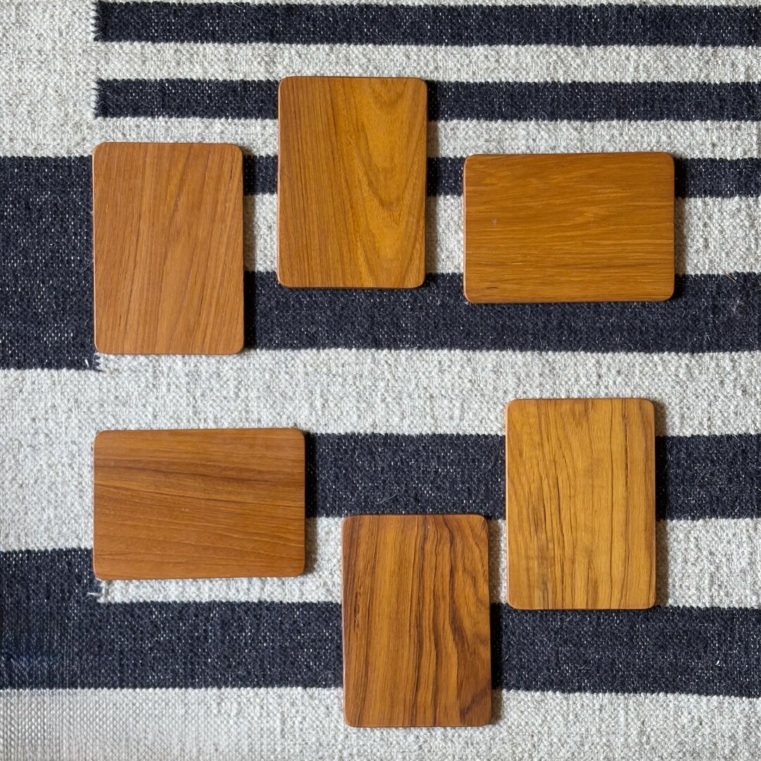 Set of Six Rectangular Teak Wood Coasters Designed by Karl Holmberg for ...