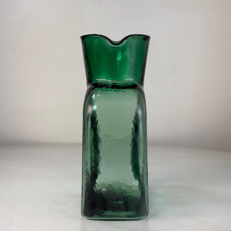 2000s Modern Blenko Handblown Glass Double Spout 384 Water Bottle ...