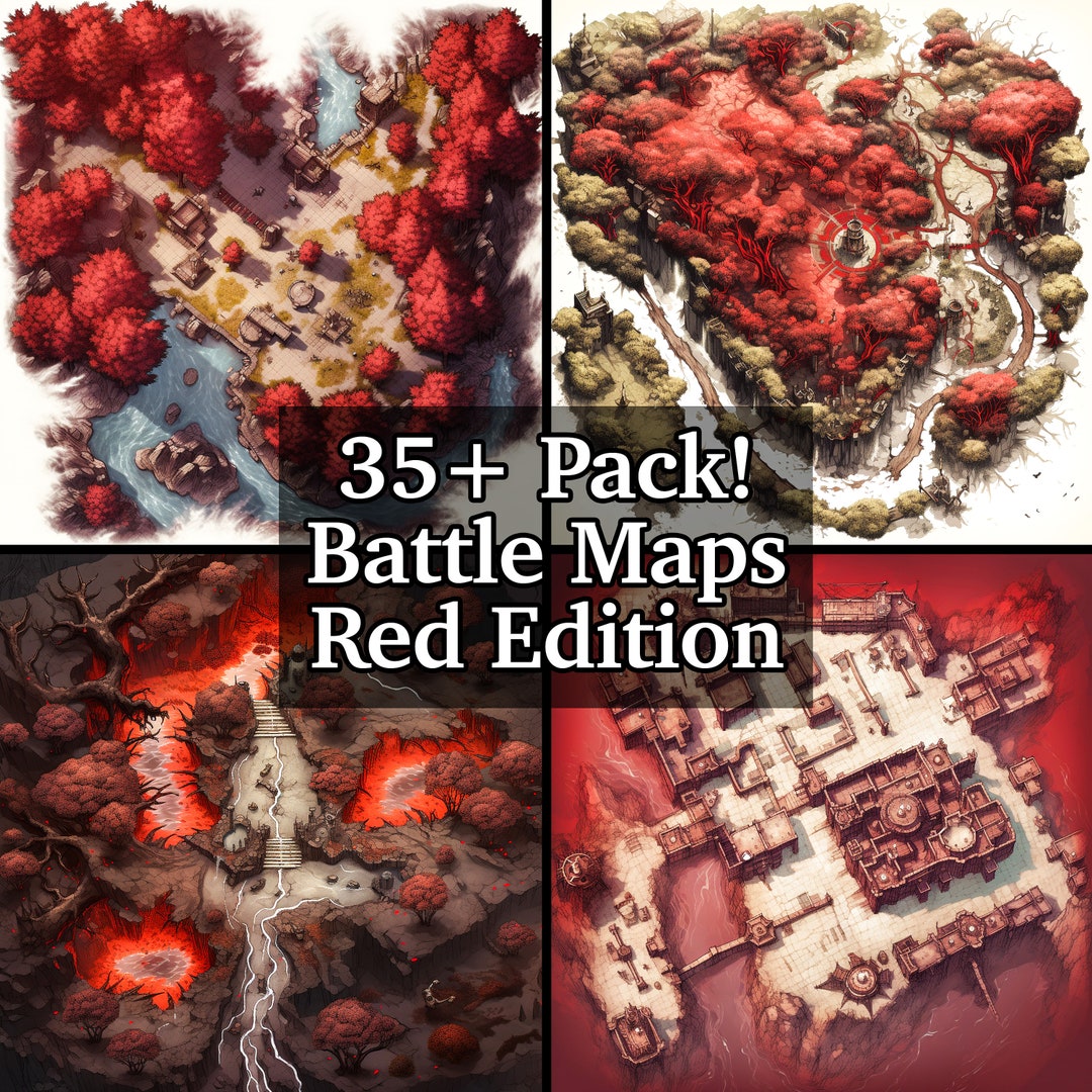 Red Battle Maps, 35+ Pack Bundle of High Detail Crimson Grungy Role ...