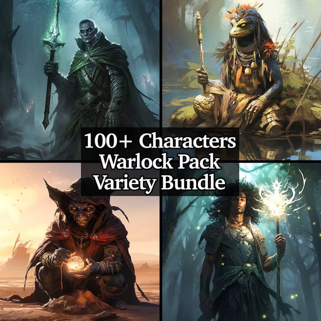 100+ Warlock Character Bundle, PNG Warlock Collection, Varied Classes ...
