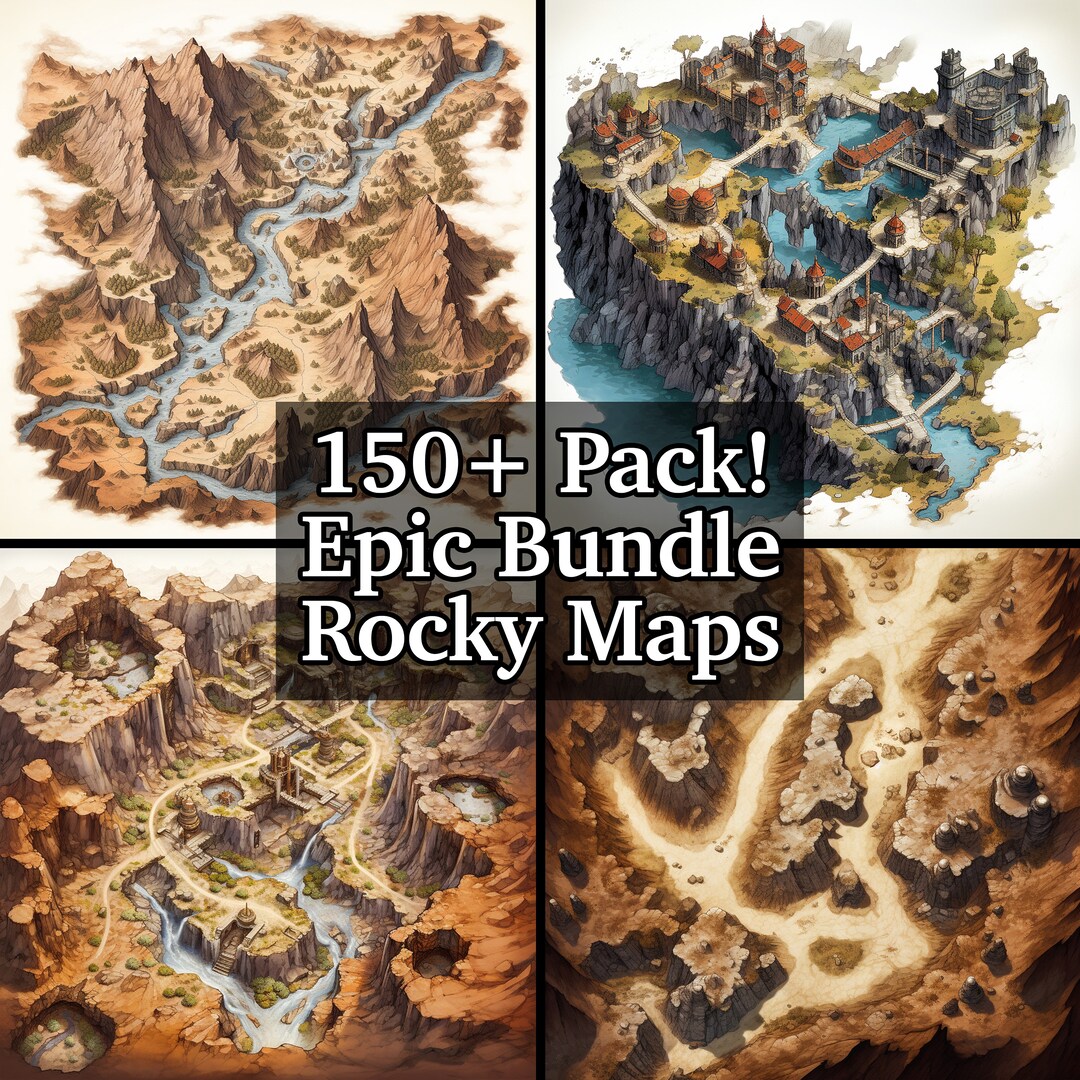 Rocky Battle Maps, 150+ Pack Bundle of High Detail Role Playing Maps ...