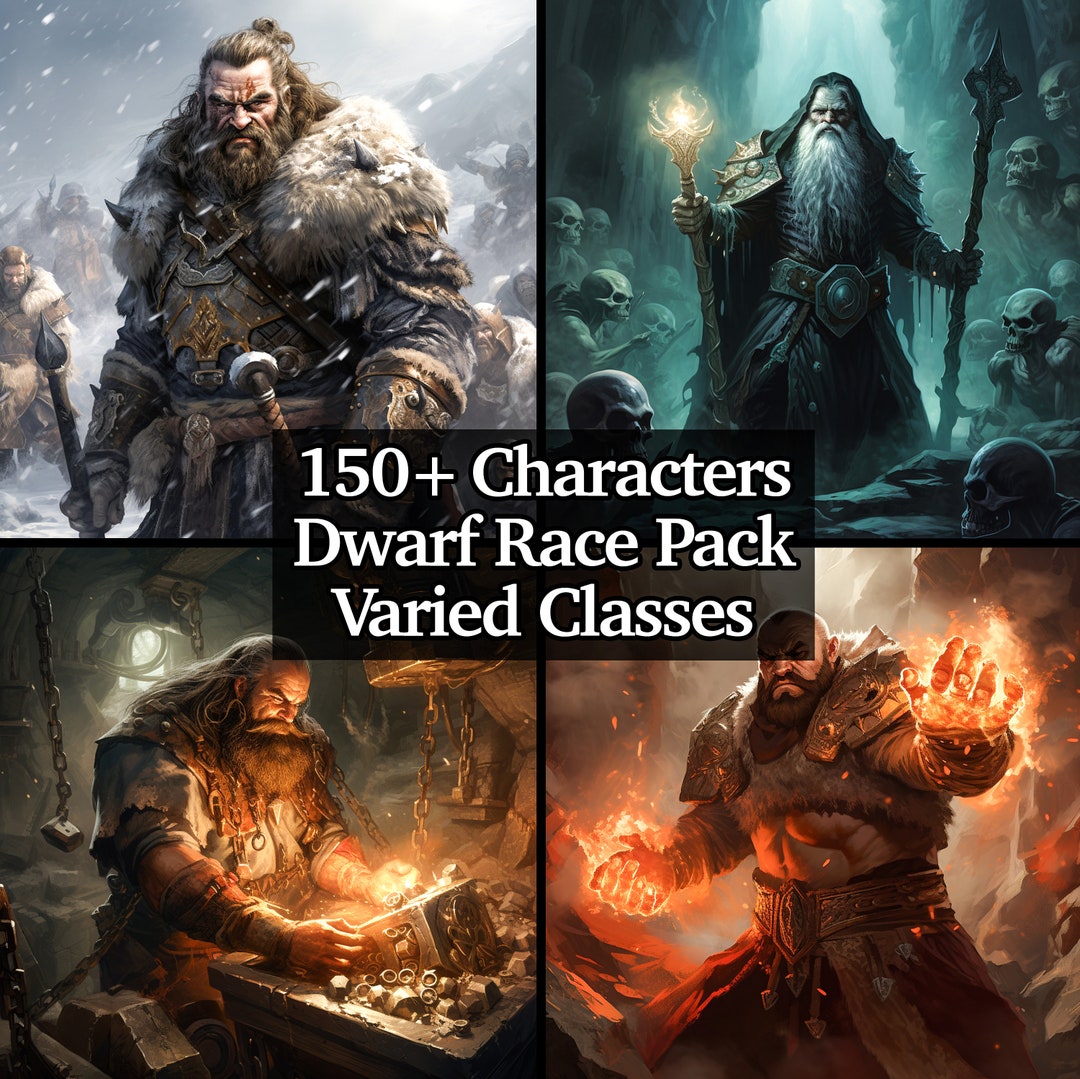 150+ Dwarf Race Bundle, PNG Dwarf Collection, Varied Classes of Dwarves ...
