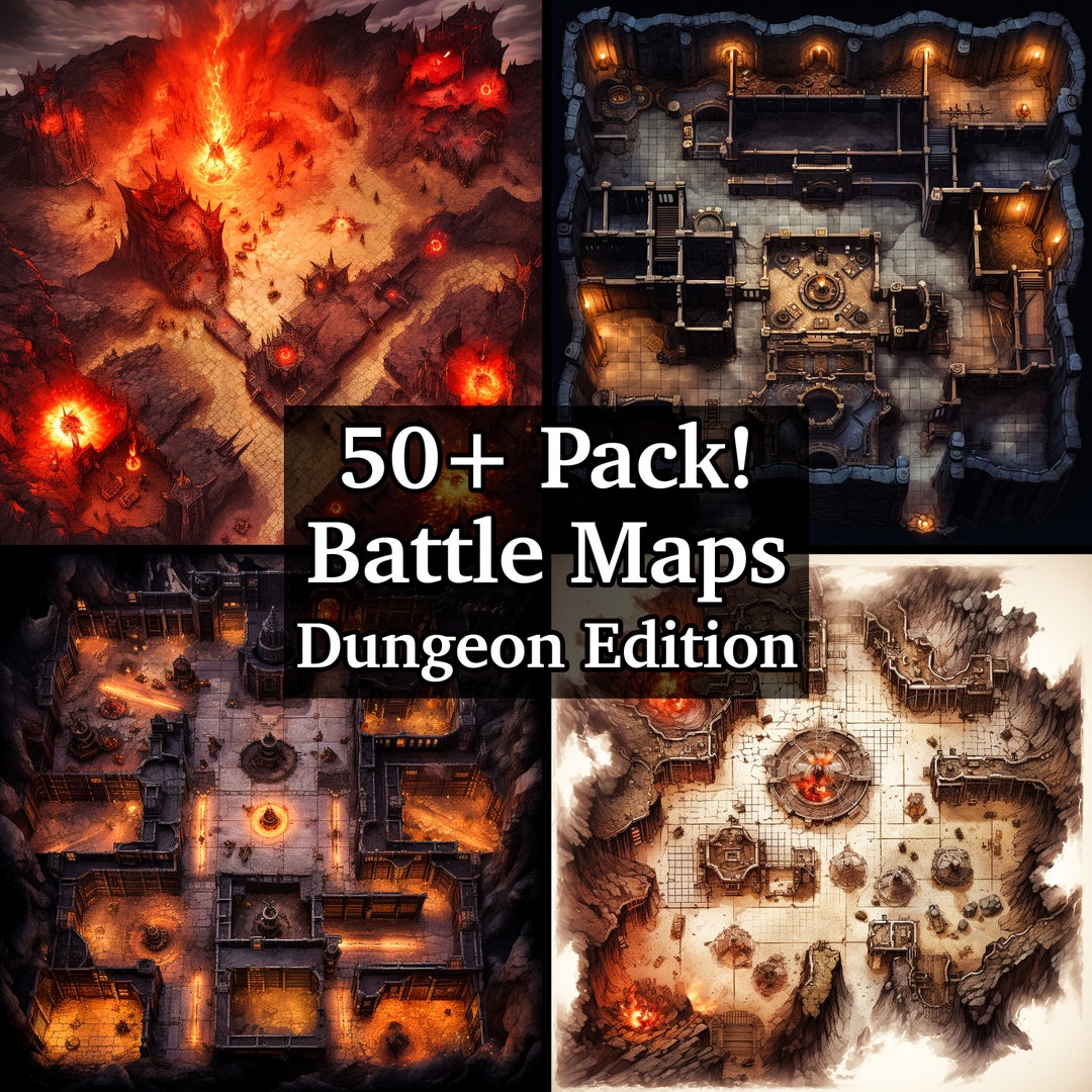 Dungeon Battle Maps 50 Pack of Dungeon Lava & Undergound - Etsy