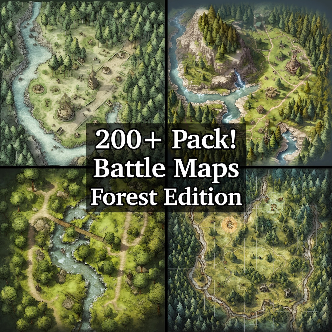 Forest Battle Map Bundle, 200+ Pack of High Detail Role Playing Maps ...