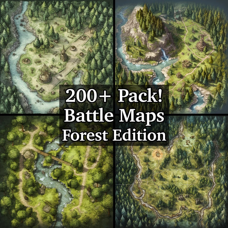 Forest Battle Map Bundle, 200+ Pack of High Detail Role Playing Maps ...