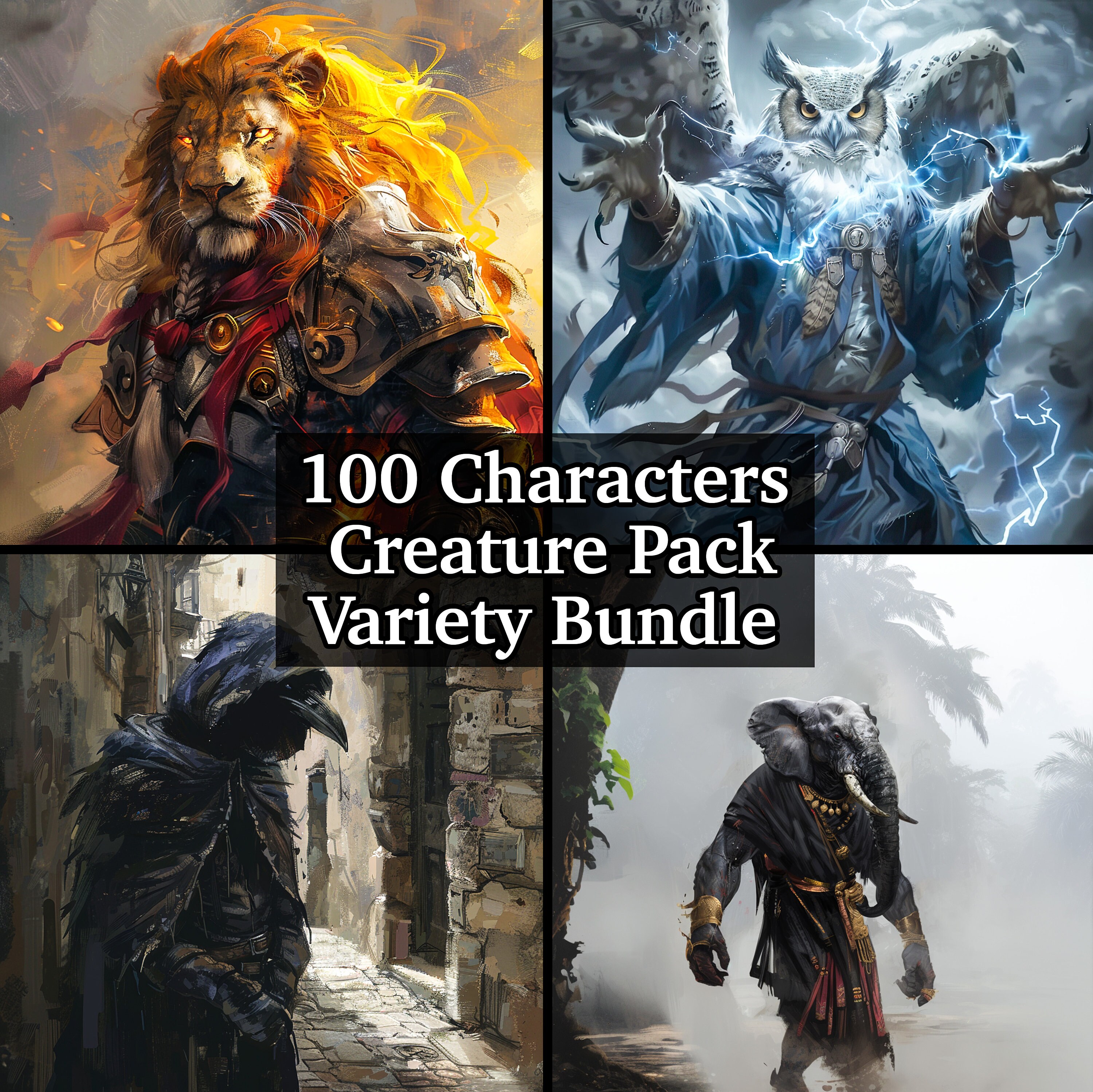 100 Creatures for DND & TTRPG Games, PNG Creature Collection, Varied ...