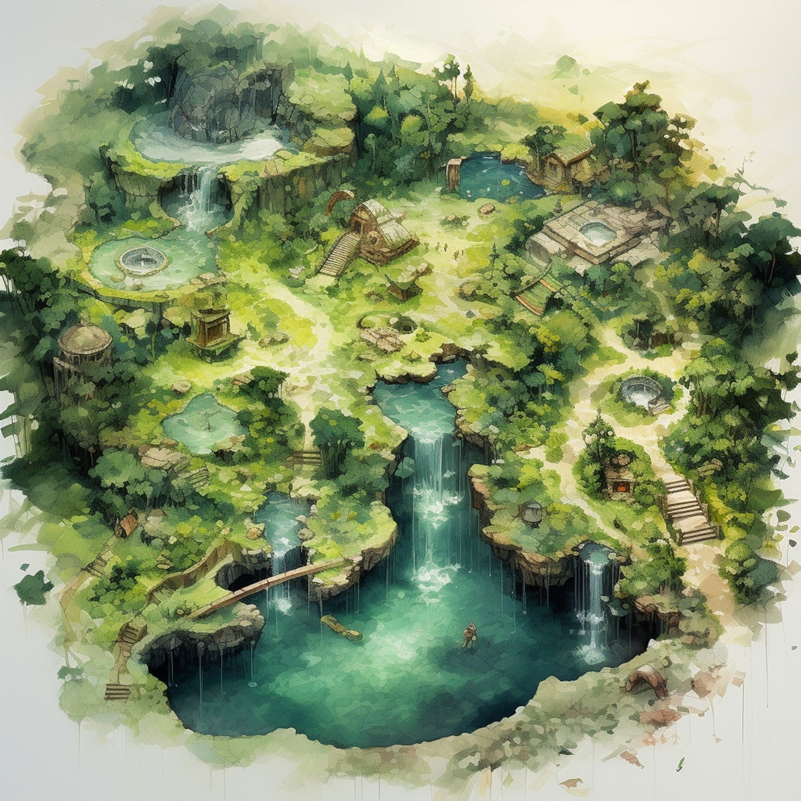 Watercolor Battle Map Bundle, 200+ Pack of High Detail Role Playing ...
