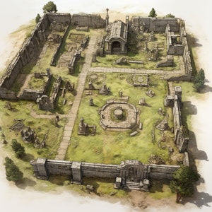 Cemetery Graveyard Crypt Battle & Background Maps, 150+ Pack Bundle of ...