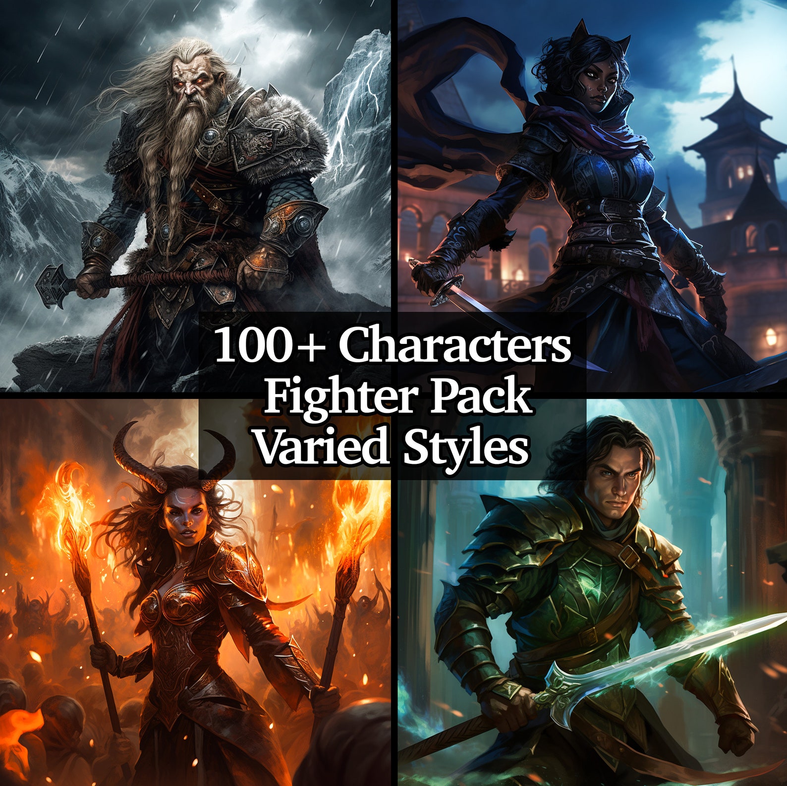 100 Fighter Class Bundle, PNG Fighter Collection, Varied Classes of ...