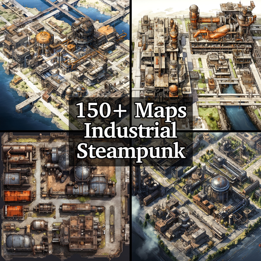 Steampunk Industrial Battle Map Bundle, 150+ Pack of High Detail Role ...