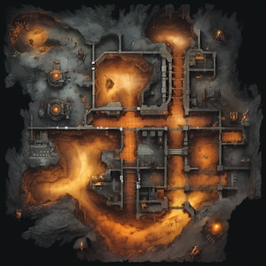 Dungeon Battle Maps, 100+ Pack of Dungeon, Lava, & Underground Maps ...