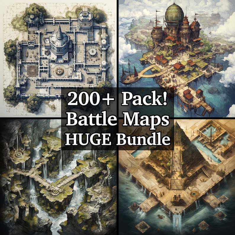 Massive Battle Map Bundle, 200 Pack Bundle of High Detail Role Playing ...