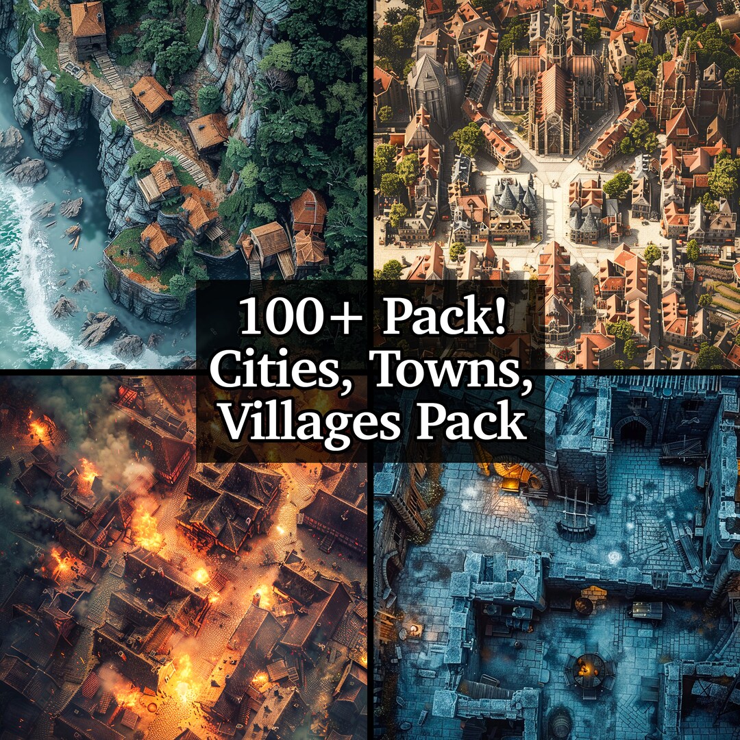 City, Villages, & Towns Landscape-battle Maps Pack, 150+ Maps, Bundle ...