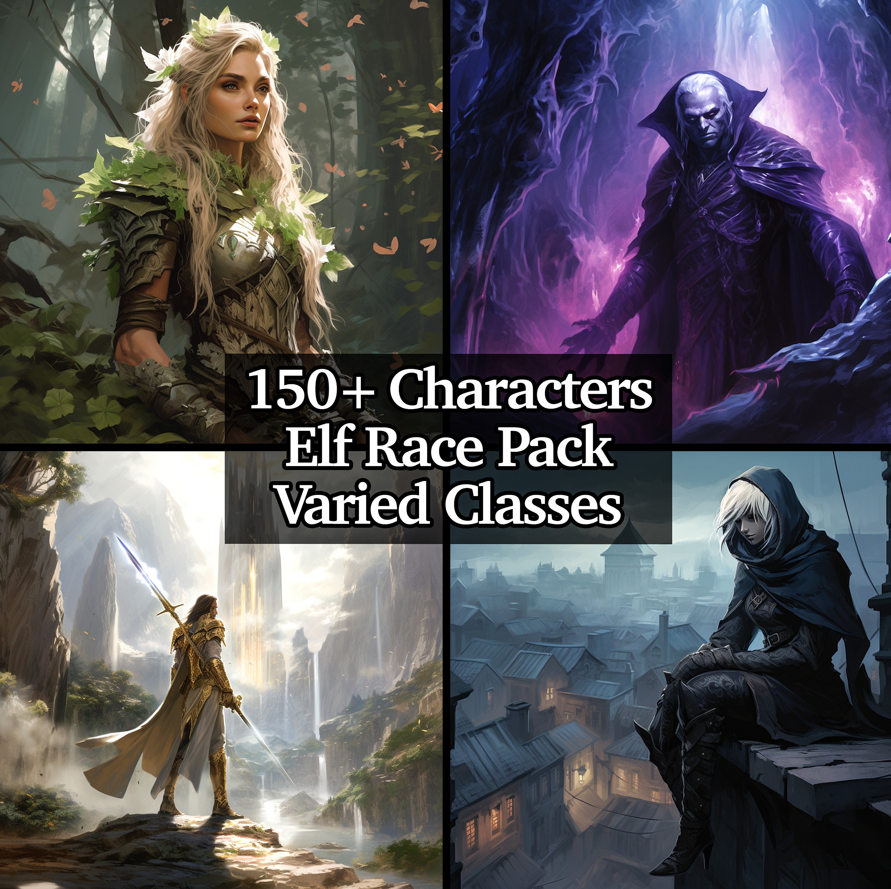 150+ Elfen Rassen Bundle, PNG Elfen Sammlung, Verschiedene Klassen von ...