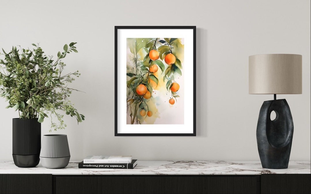 Feng Shui Orange Energy Watercolor Fruit Painting Printable Art for ...