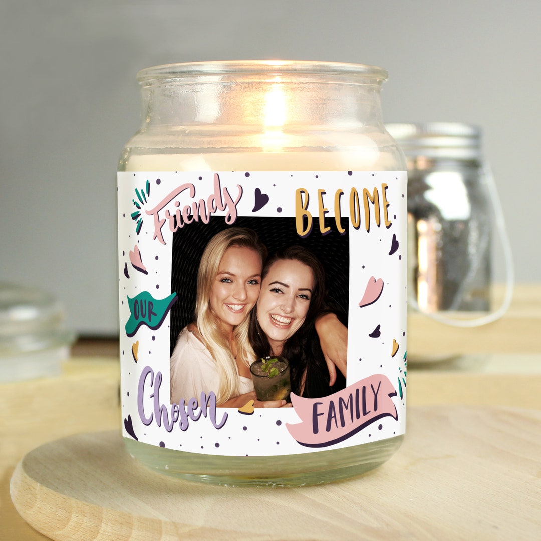 Personalised Chosen Family Photo Upload Large Scented Jar Candle by ...