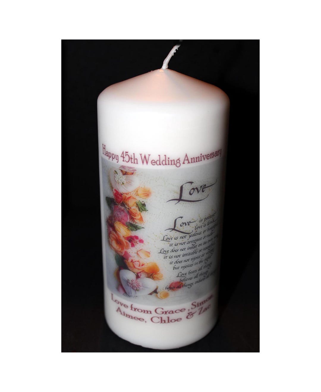 45th Wedding Anniversary Sapphire Personalised Gift Candle Keepsake by ...