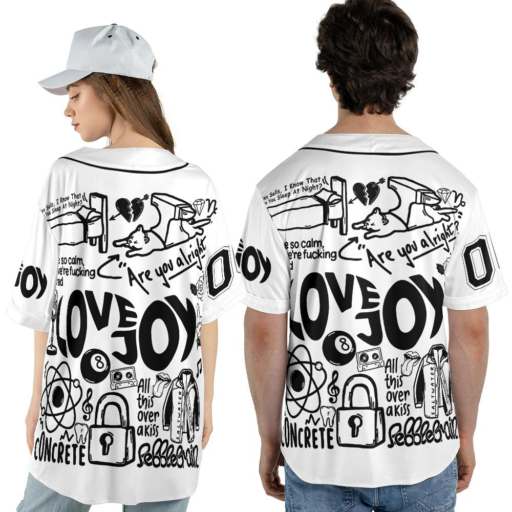 Custom Lovejoy Music Doodle Art Baseball Jersey sold by Knuken Koors ...
