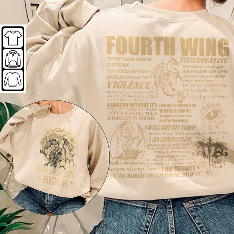 Buy Fourth Wing Dragon Rider Doodle Art Shirt 2 Side Retro Fourth ...