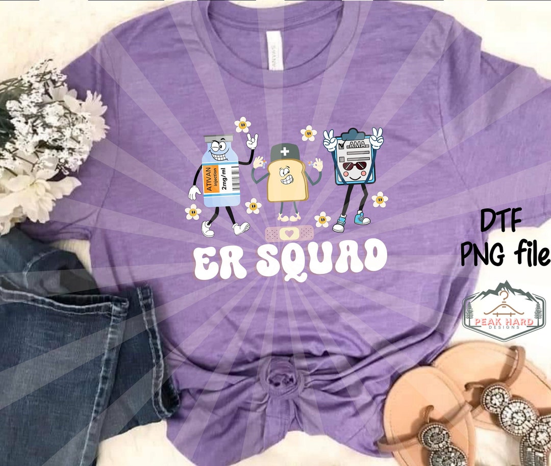 ER Squad Funny Nurse Tee.ama Cartoon DTF PNG Digital File.sublimation ...